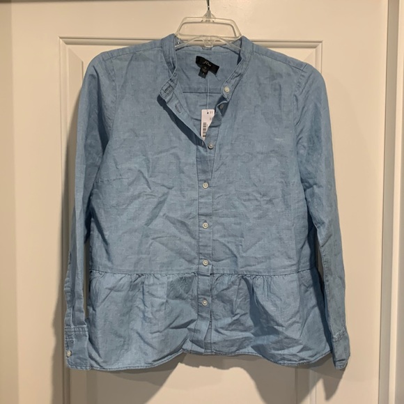 J. Crew | Tops | Nwt J Crew Chambray Buttondown Peplum Shirt | Poshmark